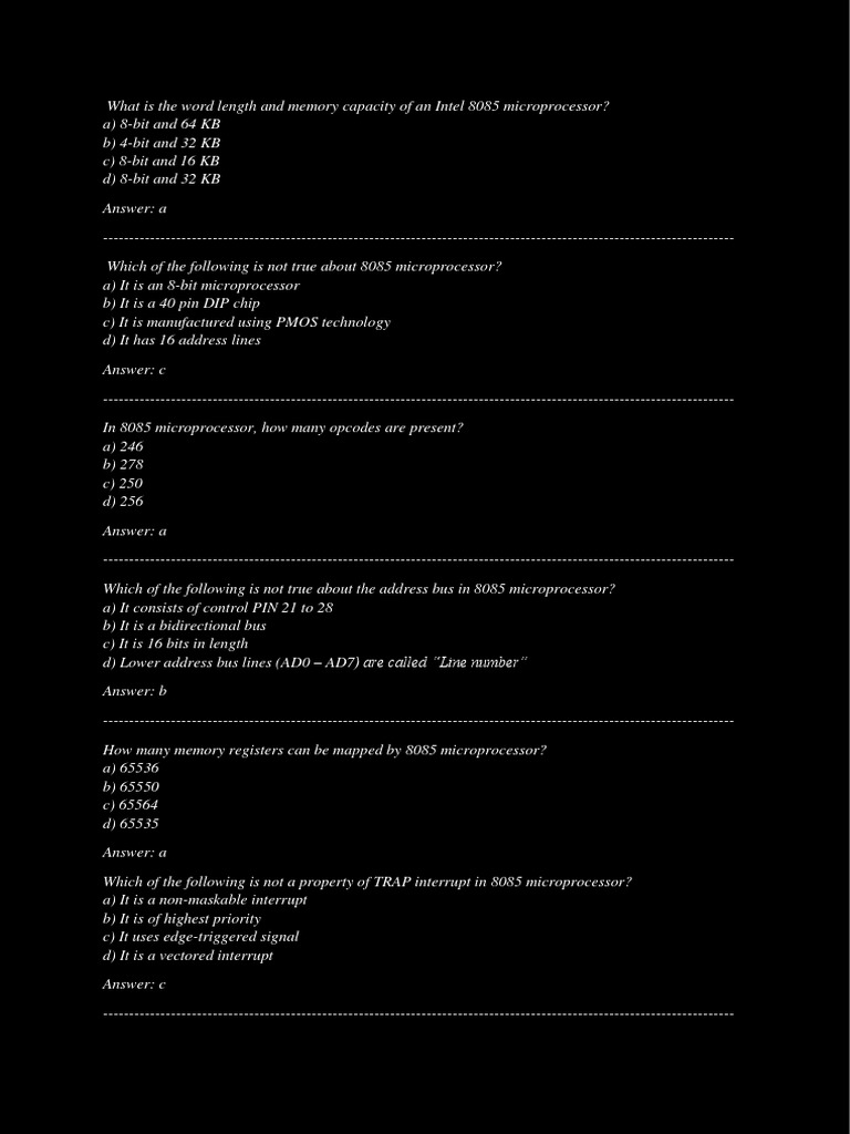 8085 Microprocessor MCQ | PDF | Computer Hardware | Office Equipment
