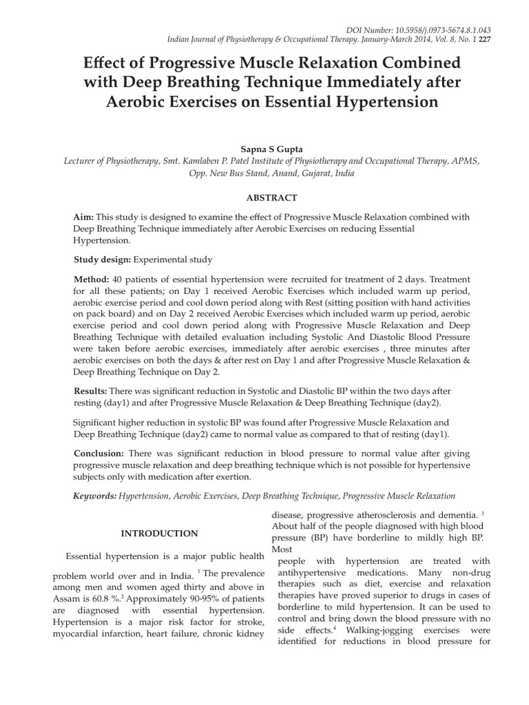 Effect of Progressive Muscle Relaxation Combined With Deep Breathing ...