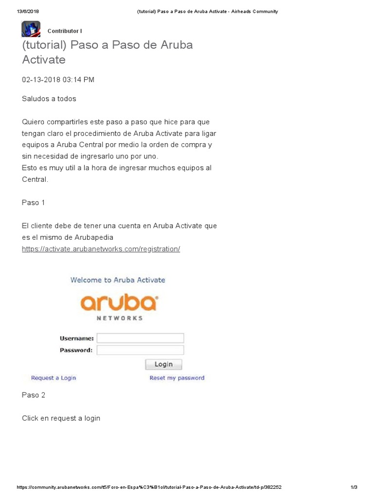 Paso A Paso de Aruba Activate - Airheads Community | PDF