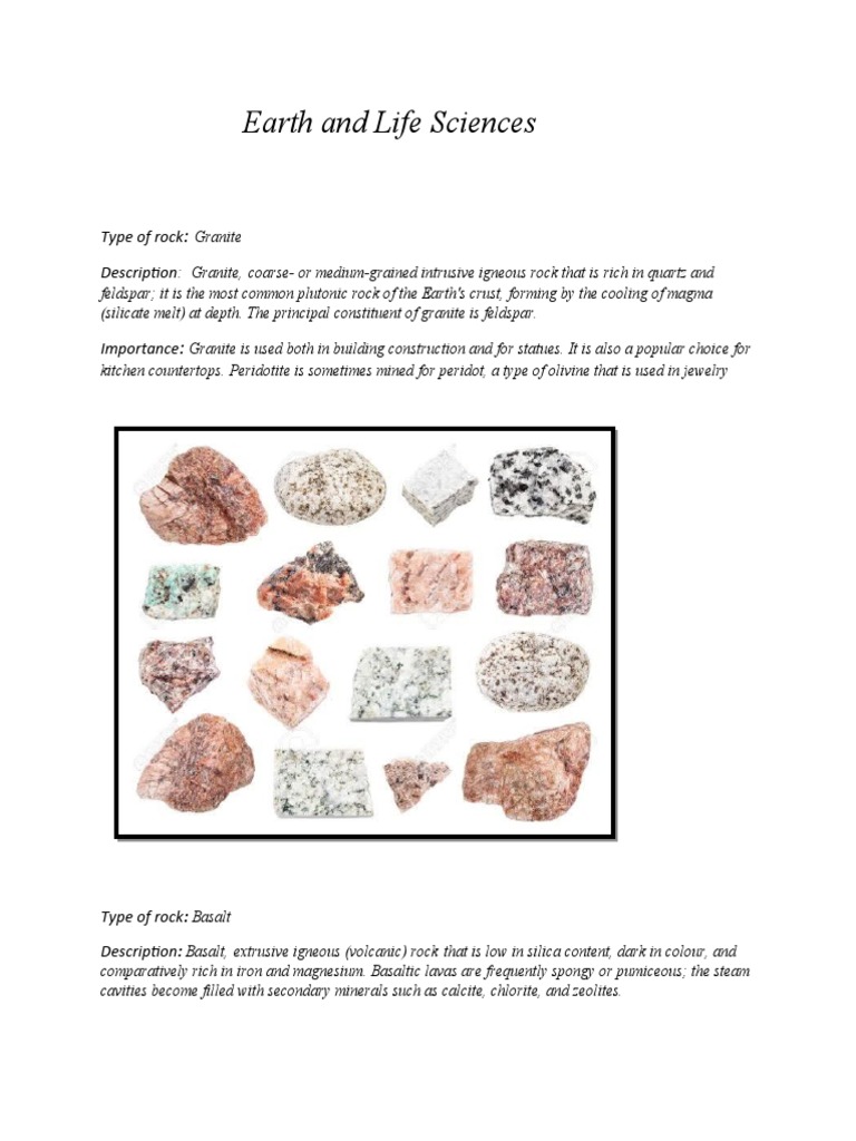 Earth and Life Sciences M4 Rocks | PDF | Rock (Geology) | Basalt