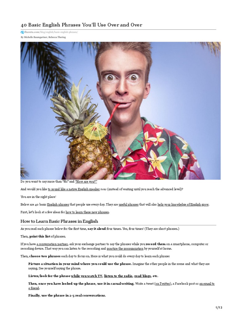Basic English Phrases | PDF | English Language | Linguistics