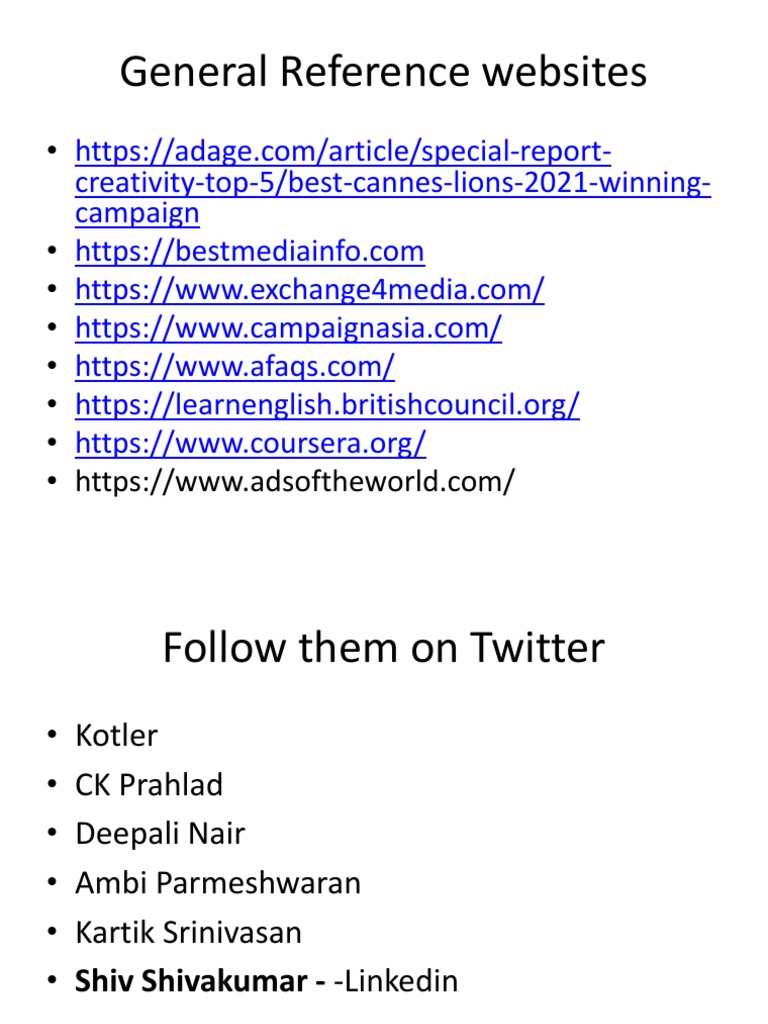General Reference Websites | PDF | Advertising | Marketing