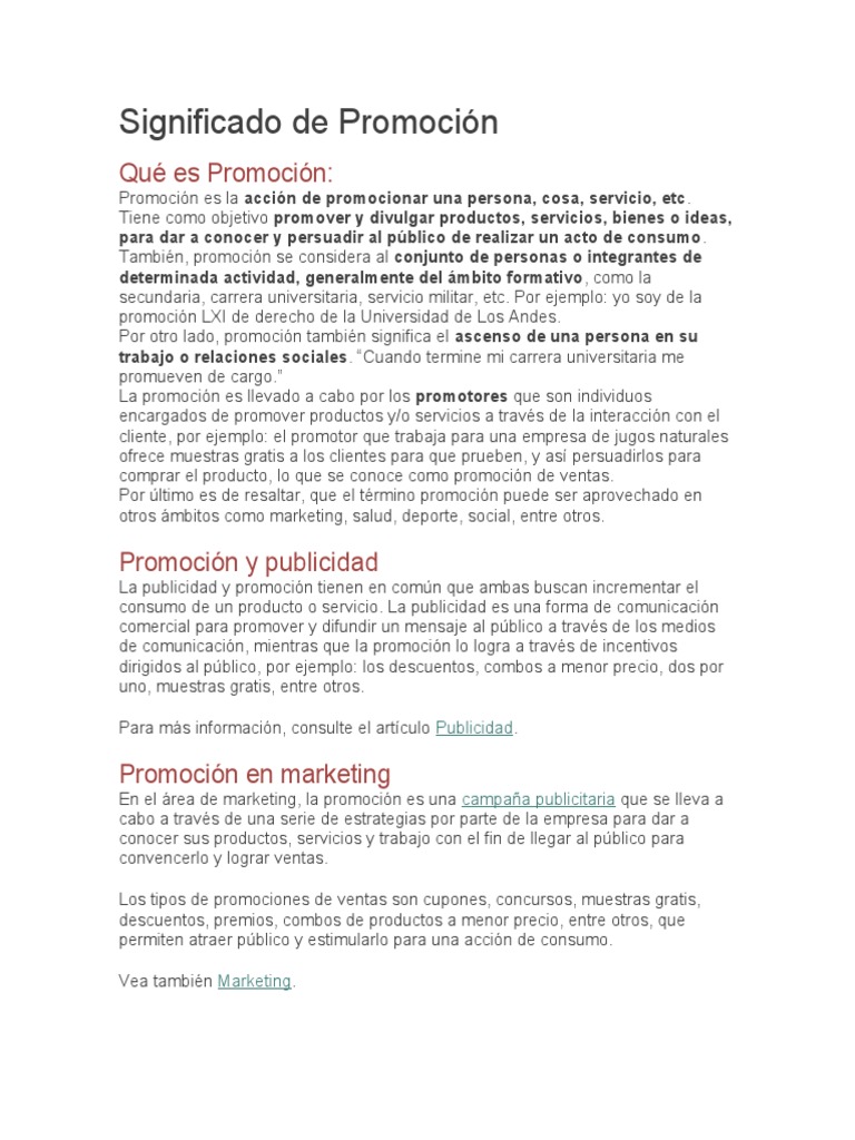 Significado de Promoción | PDF | Publicidad | Producto (Negocio)