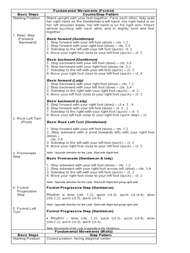 Fundamental Dance Movements Guide | PDF | Waltzes | Foot