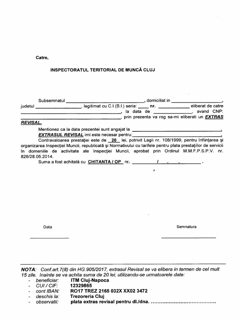 Cerere Eliberare Extras Revisal | PDF