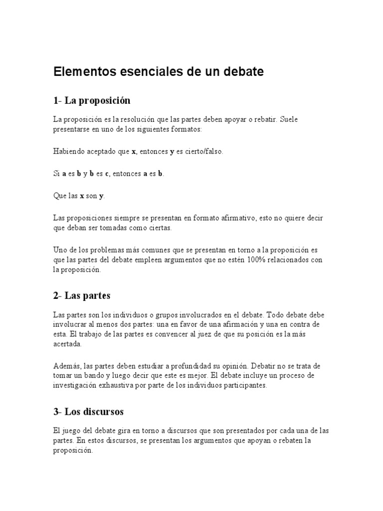 Elementos Clave de un Debate | PDF | Proposición | Juez