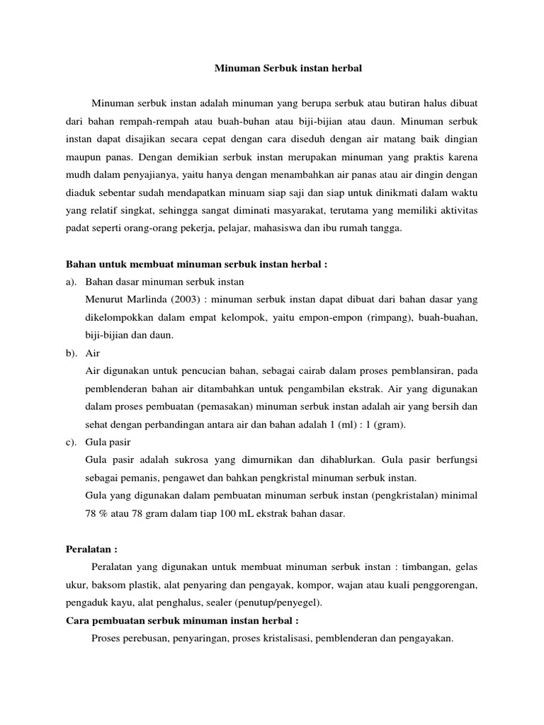 Minuman Serbuk Instan Herbal2021 | PDF