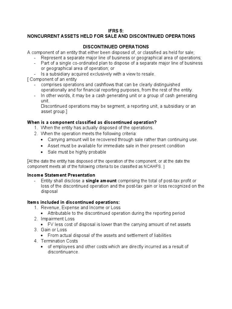Accounting for Discontinued Operations and Noncurrent Assets Held for ...