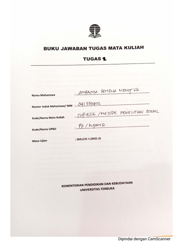 ISIP4216-METODE PENELITIAN SOSIAL Tugas 2 | PDF