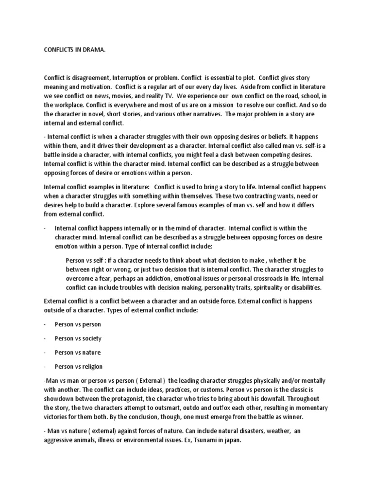 Conflicts in Drama | PDF | Social Psychology | Psychological Concepts