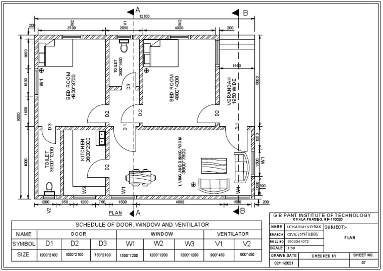 D1 D2 D3 W1 W2 W3 V1 V2: Schedule of Door, Window and Ventilator Name ...