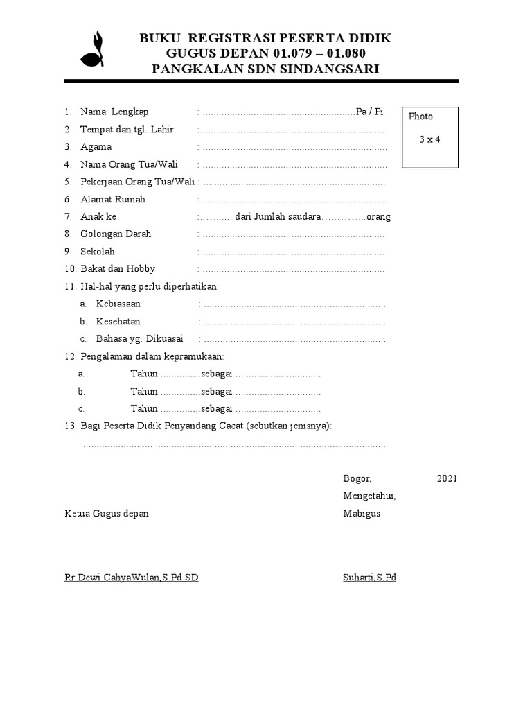 Buku Registrasi Peserta Didik | PDF