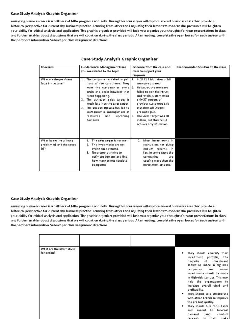 Business Case Analysis Organizer | PDF | Critical Thinking | Master Of ...