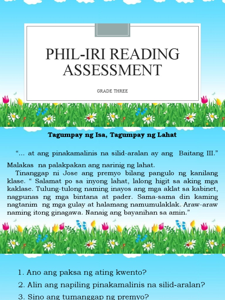 Phil Iri Reading Assessment | PDF