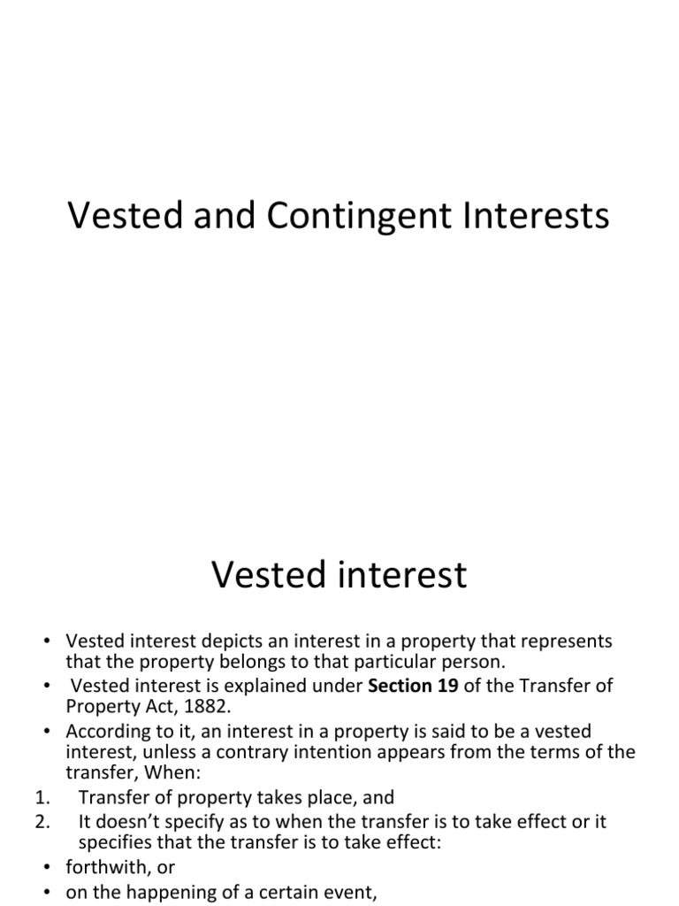 Vested and Contingent Interests | Download Free PDF | Property | Justice