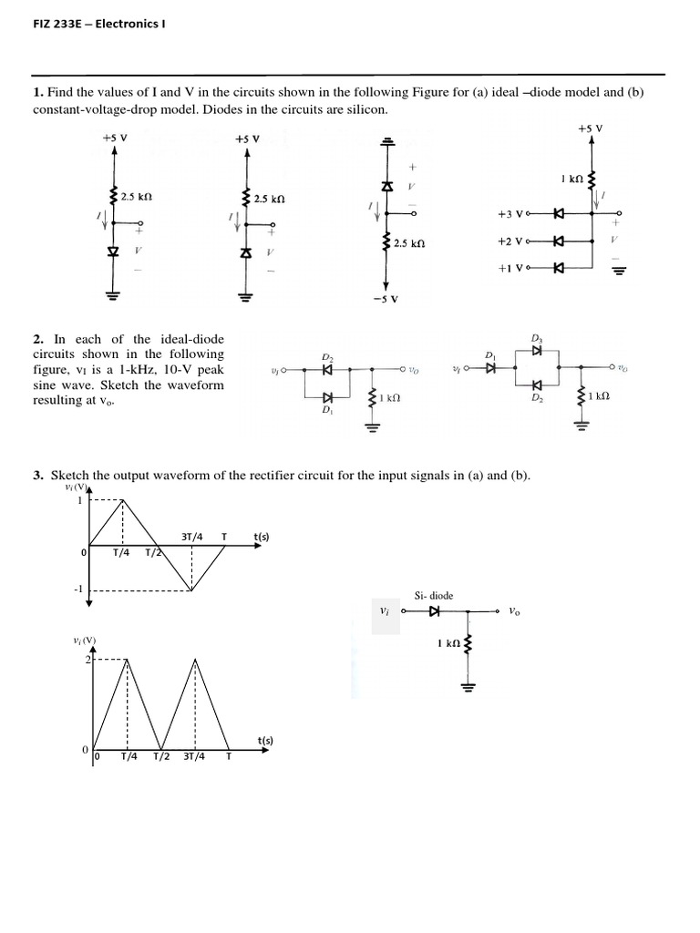 Constant-Voltage-Drop Model. Diodes in The Circuits Are Silicon | PDF