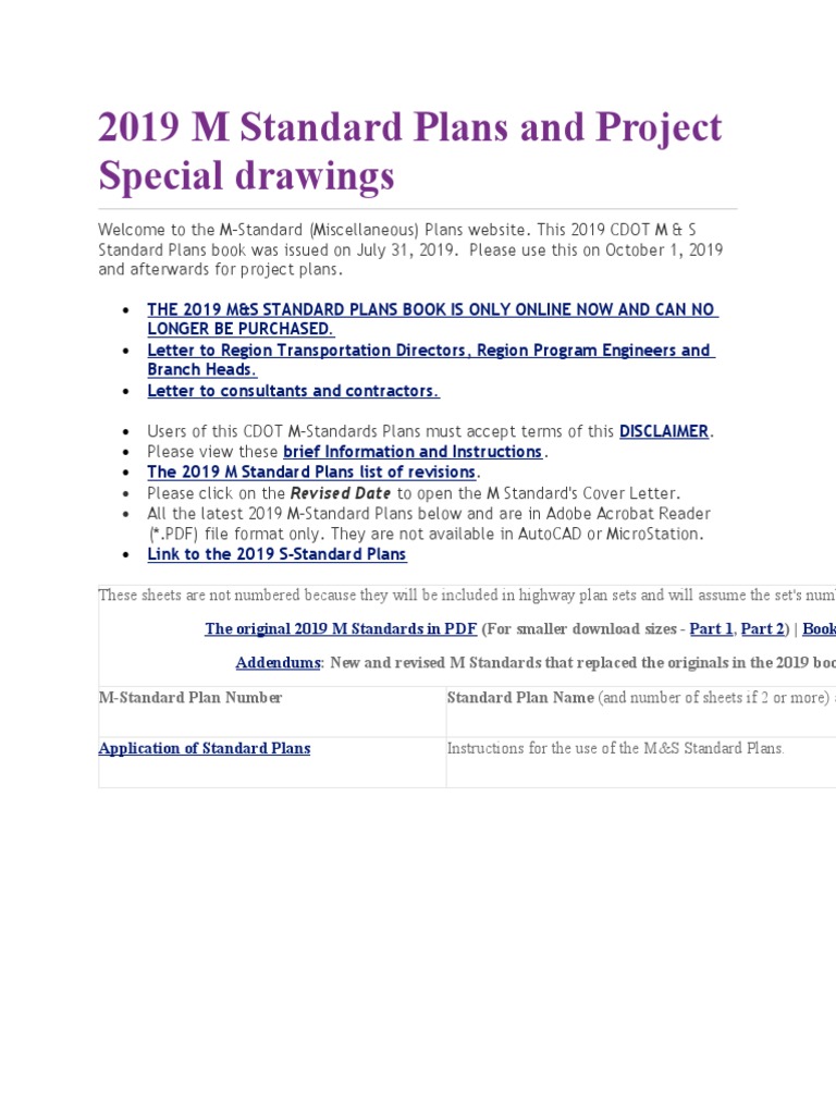 2019 M Standard Plans and Project Special Drawings | PDF | Business