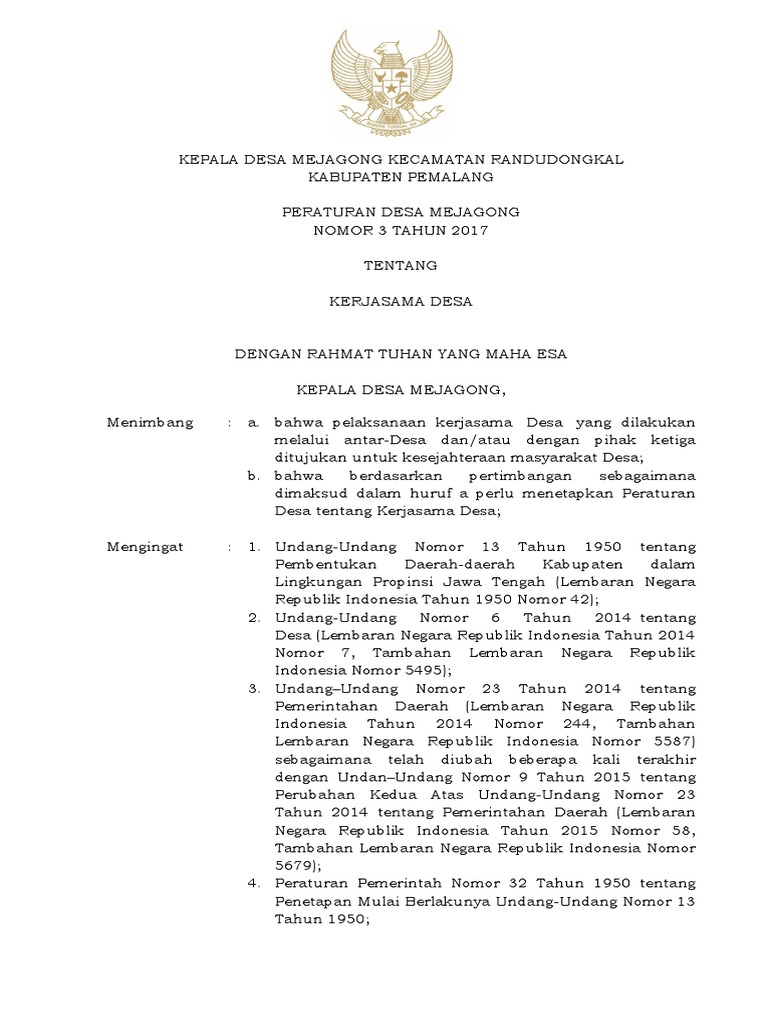 Perdes Kerjasama Desa | PDF