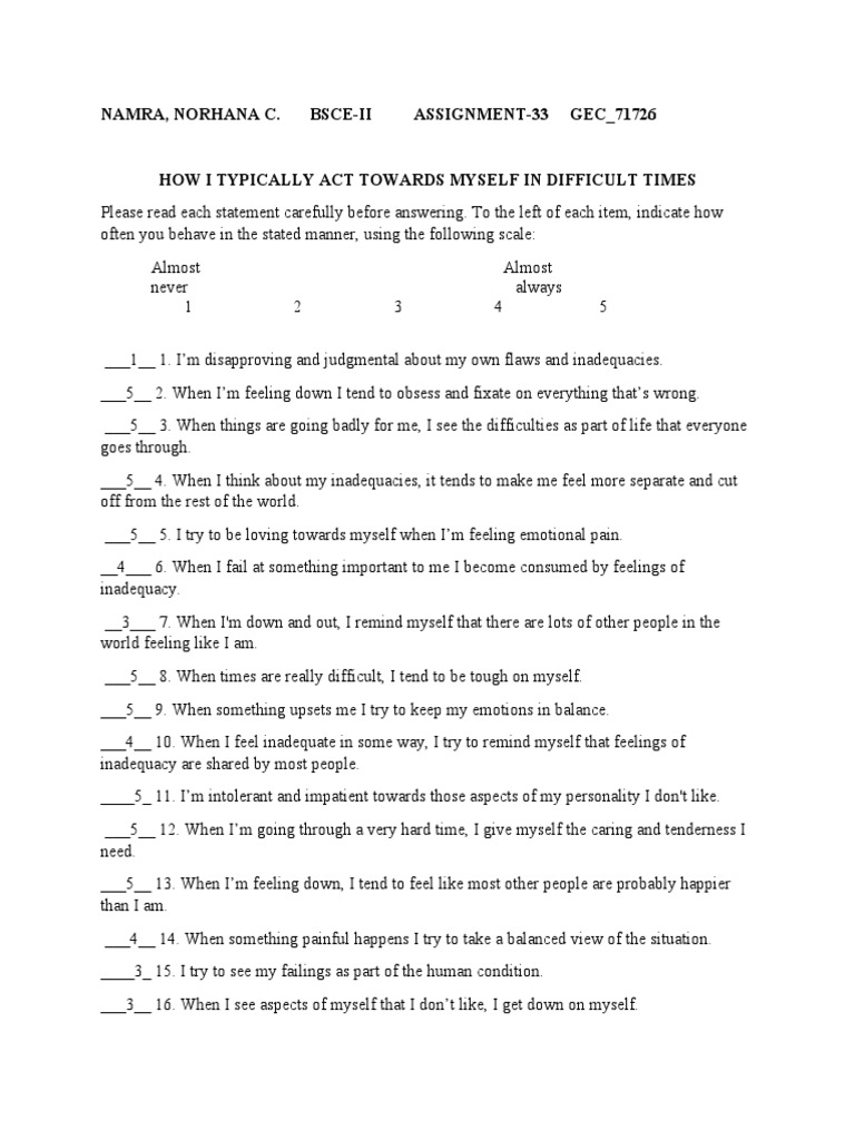 Assignment 33 - NAMRA | PDF | Suffering | Psychological Concepts
