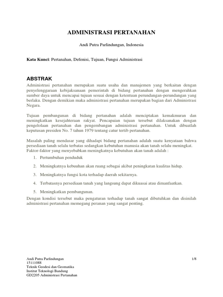 Administrasi Pertanahan | PDF