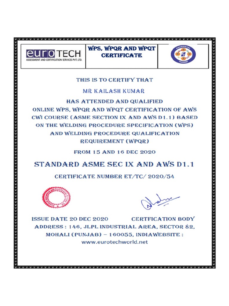 Welder Certificate | PDF