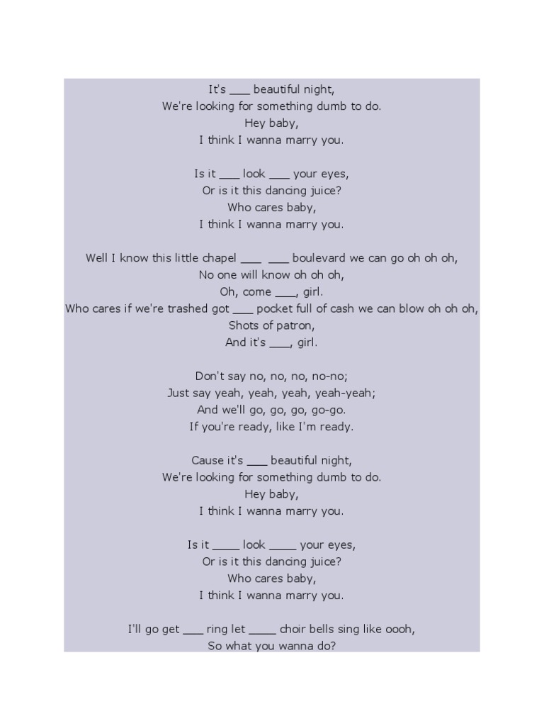 Sing Along and Fill in The Blanks | PDF