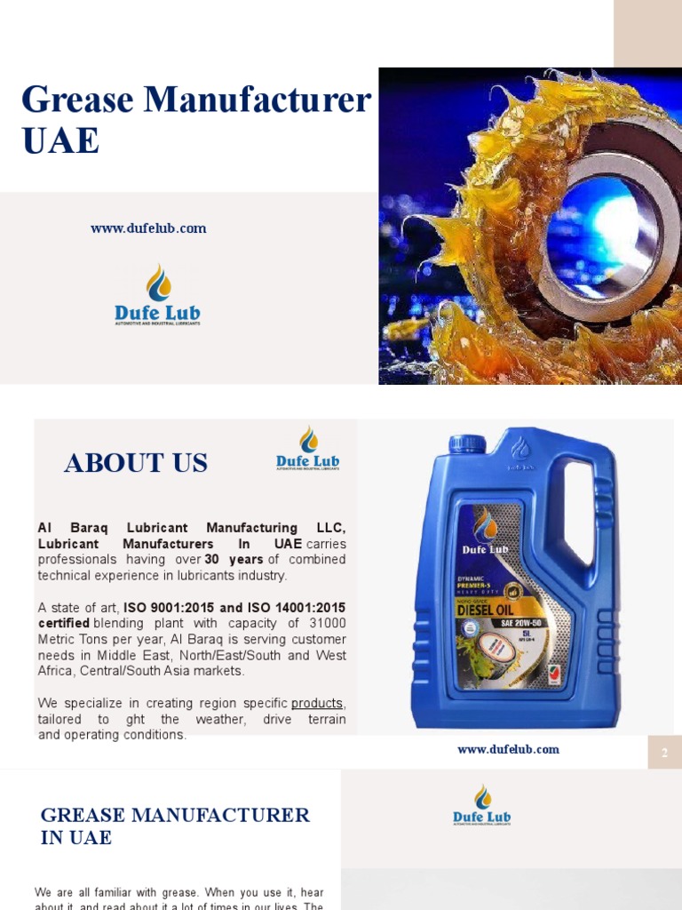 Grease Manufacturer in UAE | PDF | Lubricant | Soft Matter