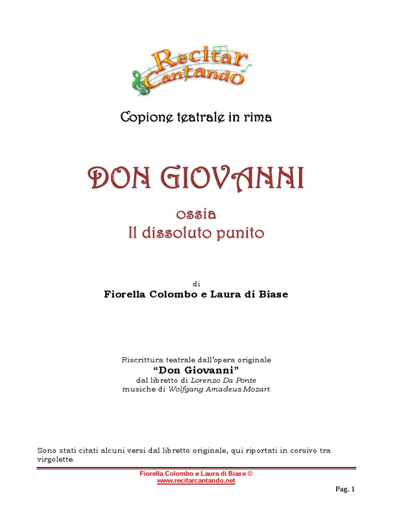 Anteprima Copione DON GIOVANNI | PDF