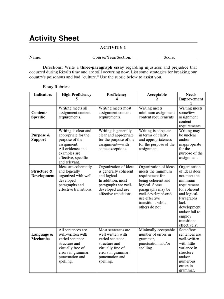 Chapter 3 Gem Activity | PDF | Rubric (Academic) | Cognitive Science