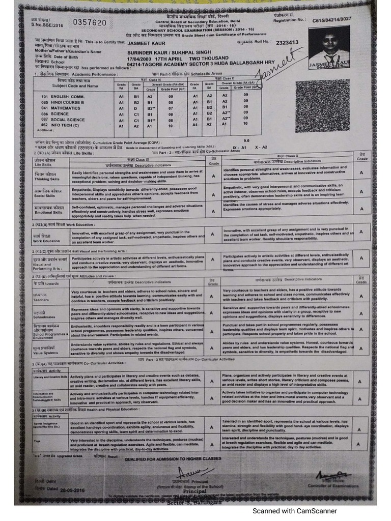 Class 10th Marksheet Jasmeet Attested | PDF
