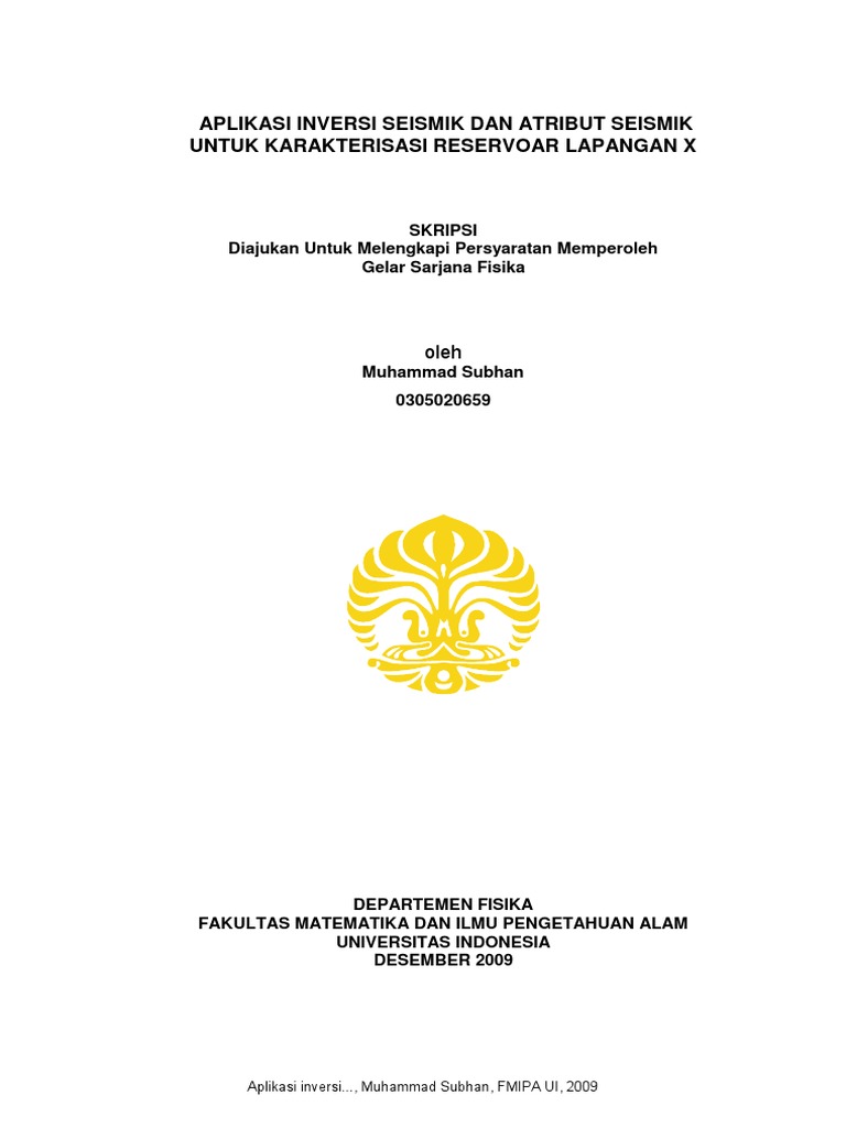 Skripsi - Aplikasi Seismik Inversi Dan Atribut Seismik Untuk KR Lapangan X | PDF