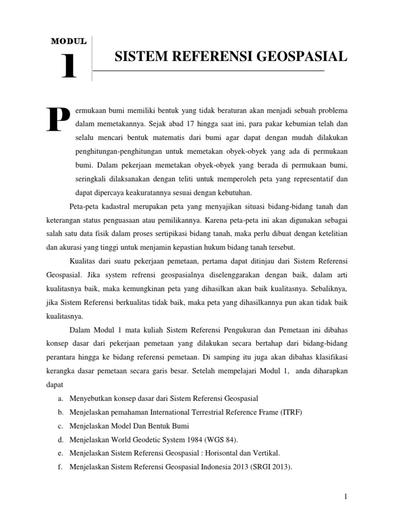 Modul Kuliah - SISTEM REFERENSI - D4 - I - IV | PDF | Metode & Bahan Ajar | Sains & Matematika