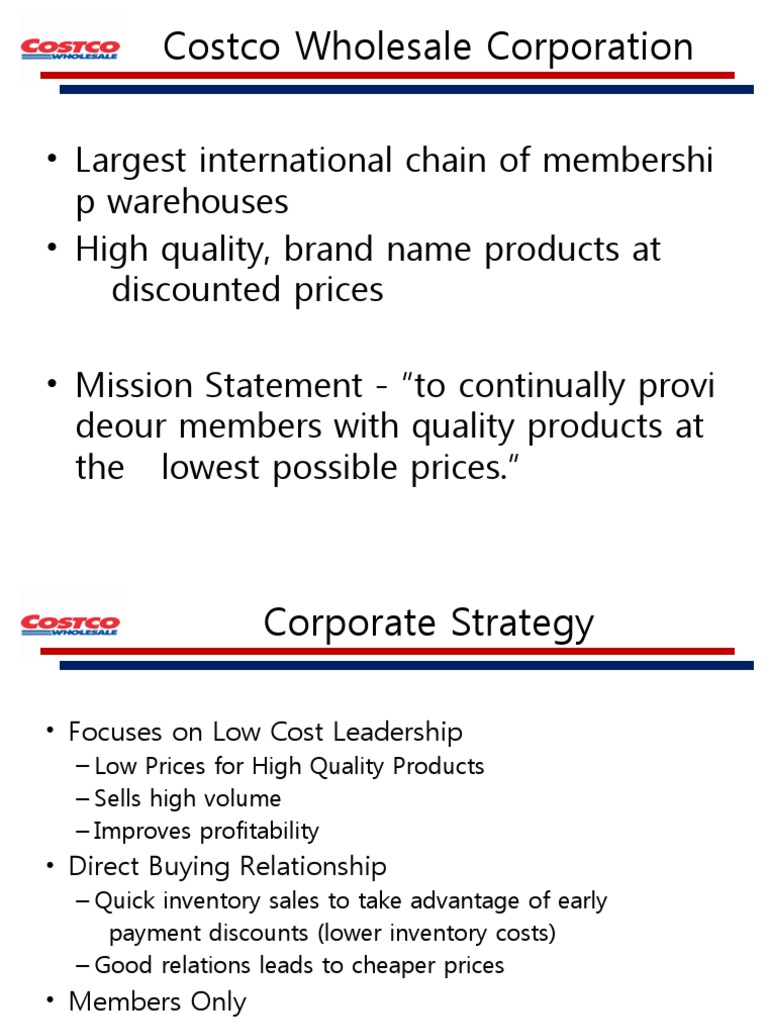 Mission Statement: Costco Wholesale Corporation | PDF | Costco | Inventory