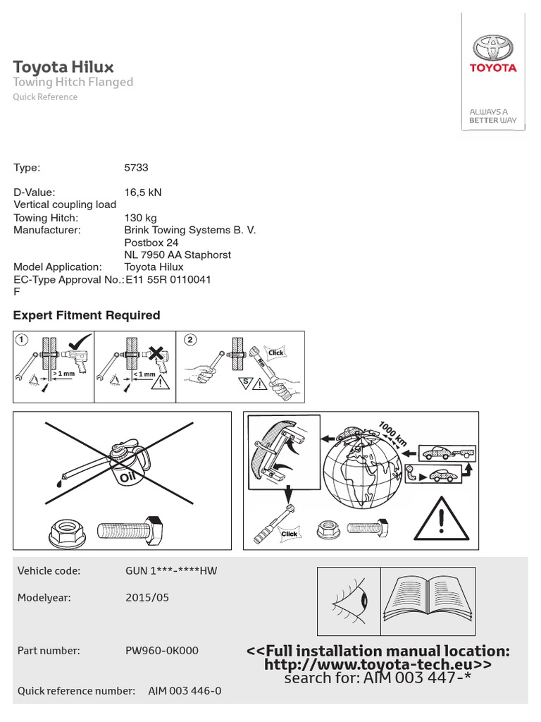 Hilux THFL PW960 0K000 Quick Reference AIM 003 446 0 | PDF | Car ...