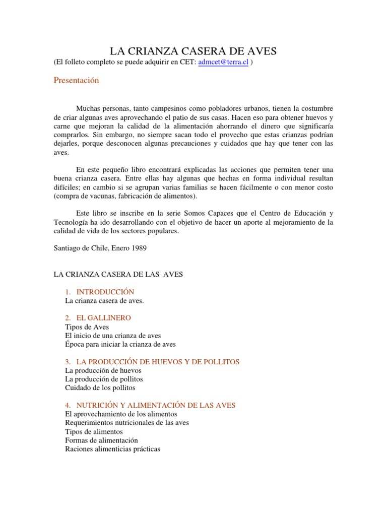 Crianza Casera de Aves | PDF | Pollo | Digestión