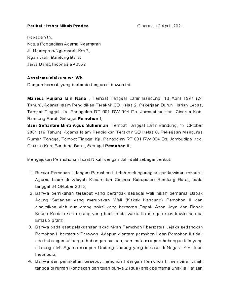 CONTOH PER ISBAT - 269 - Petitum | PDF