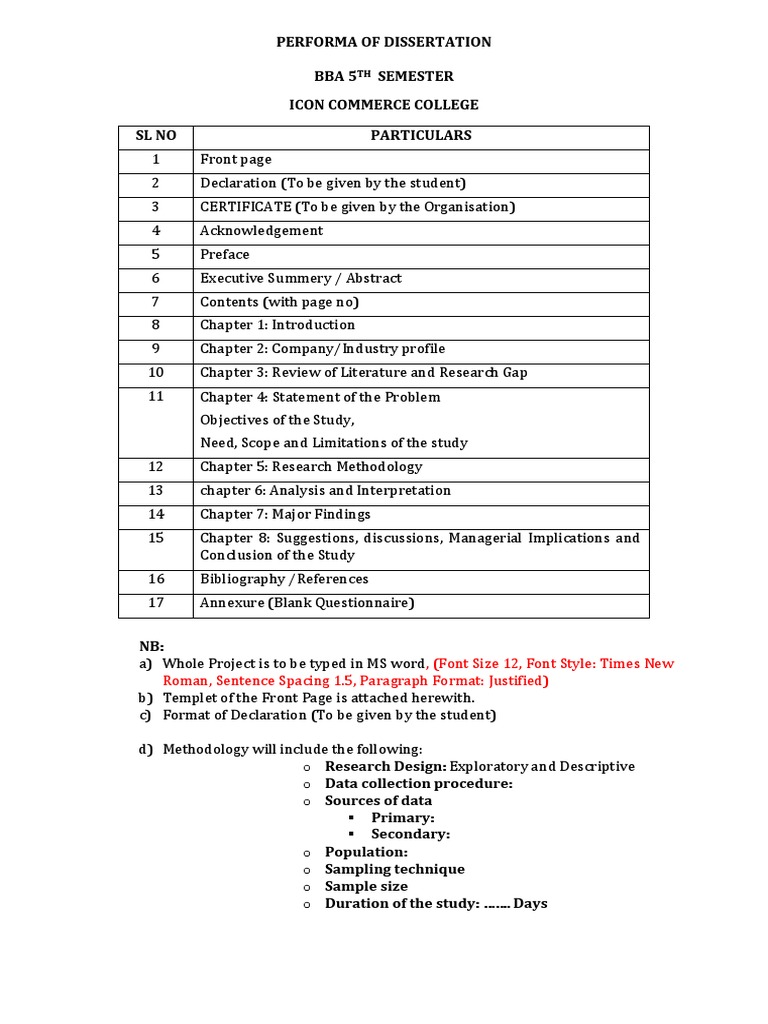 Proforma of The Project Report Bba | PDF | Survey Methodology | Science
