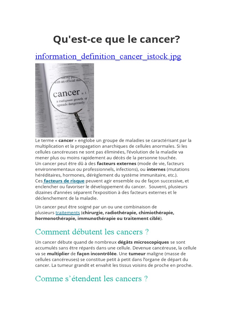 Définition et caractéristiques du cancer | PDF | Cancer | Métastase