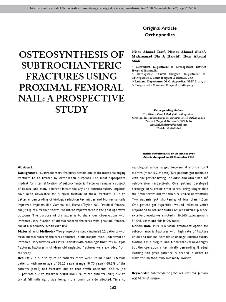 Publication Subtroch PFN | PDF | Orthopedic Surgery | Anatomical Terms ...