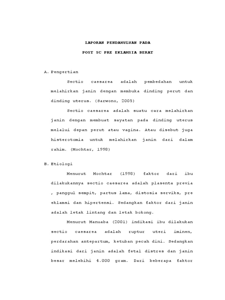 Laporan Pendahuluan Pada Post SC Peb | PDF