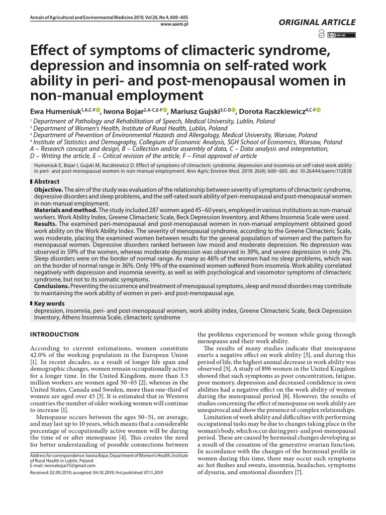 Effect of Symptoms of DJDJD | PDF | Depression (Mood) | Menopause