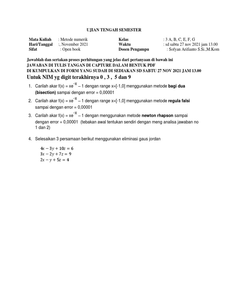 UTS Metnum Sofyan 2021 | PDF