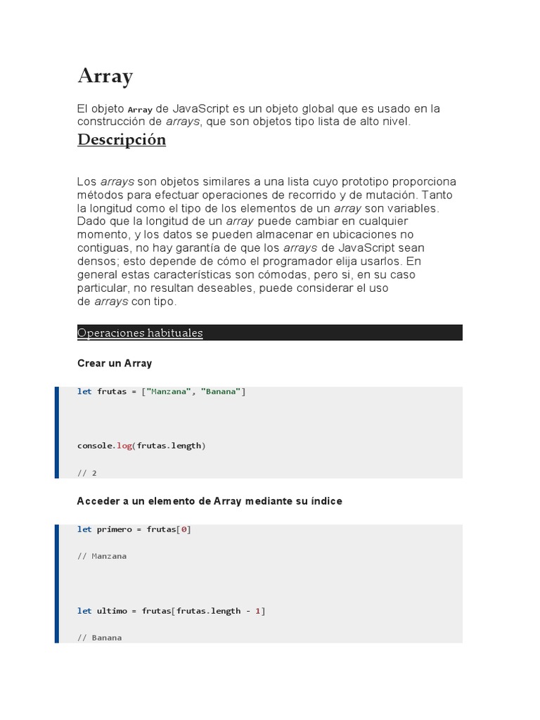 Array | PDF | Estructura de datos de matriz | Programación de computadoras