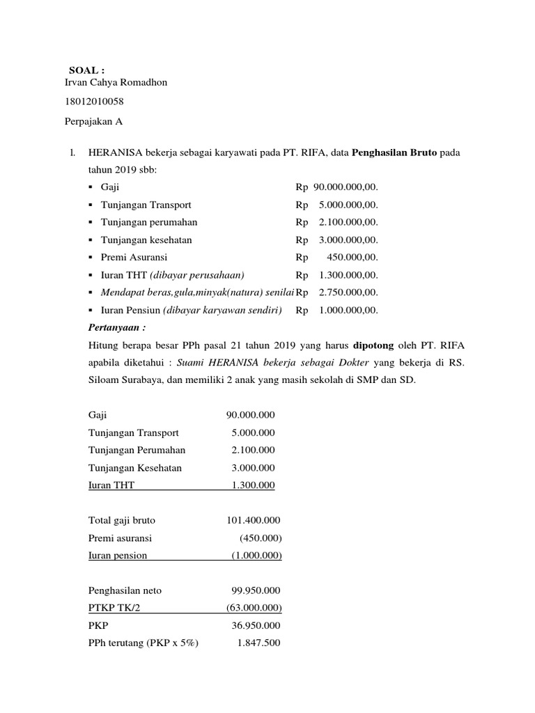 Latihan Soal Dan Jawaban Materi PPH, PPN, Dan PPNBM | PDF