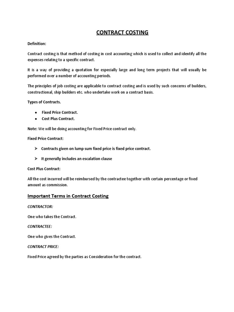 Contract Costing | PDF | Prices | Valuation (Finance)