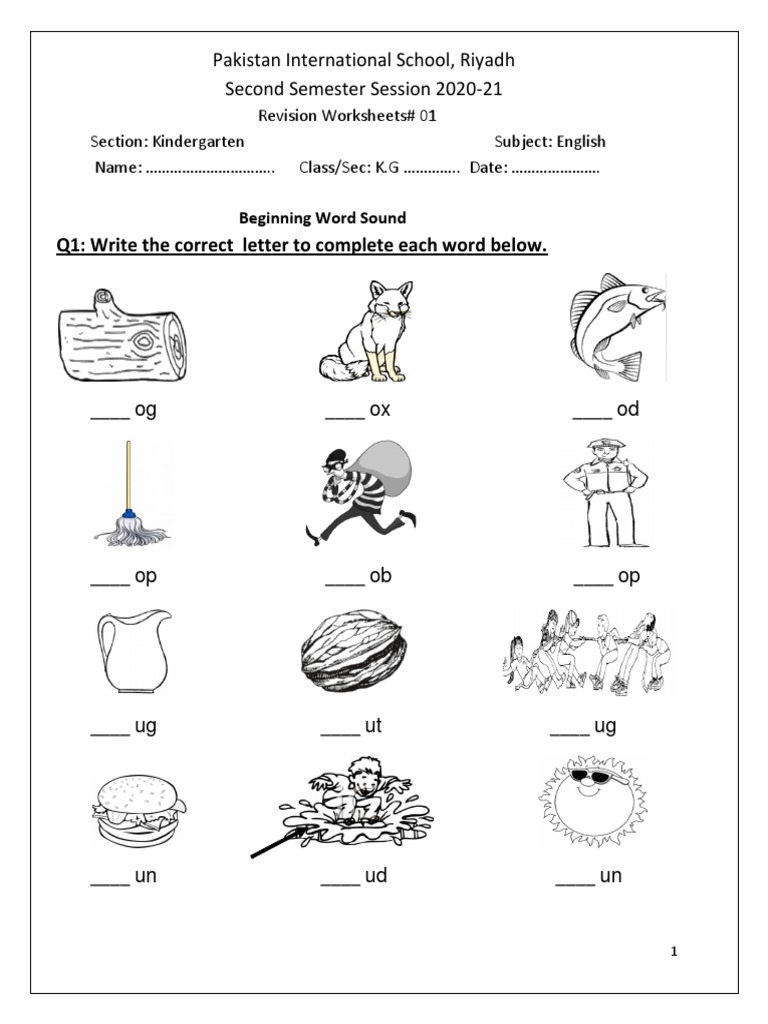 KG Worksheets | PDF | Worksheet