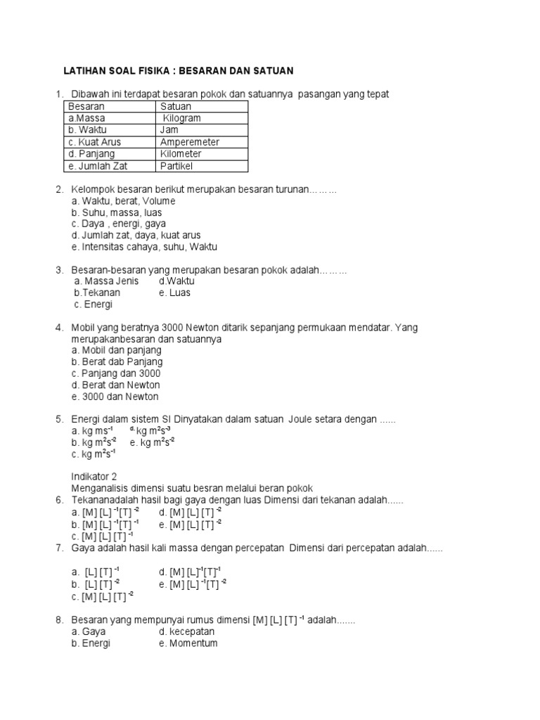 Latihan Soal Fisika Kelas 10 | PDF