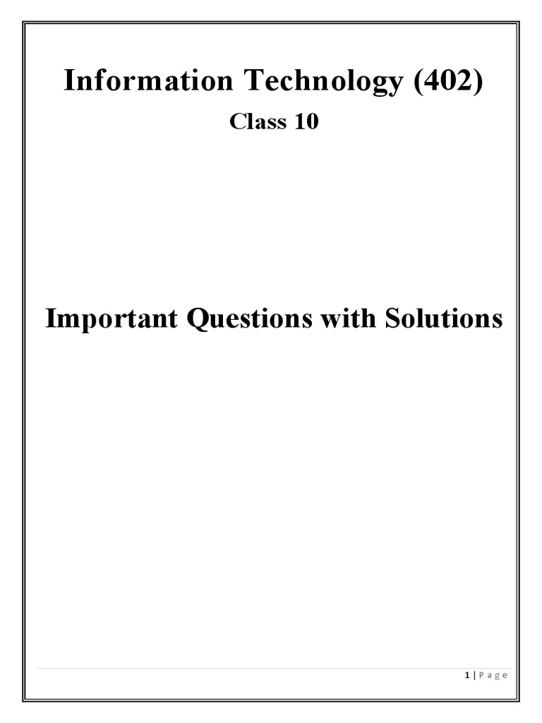 IT Class 10: Key Questions & Answers | PDF | Relational Database ...