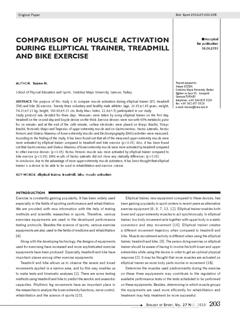 Comparison of Muscle Activation During Elliptical | PDF ...