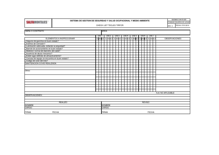Check List TIRFOR | PDF